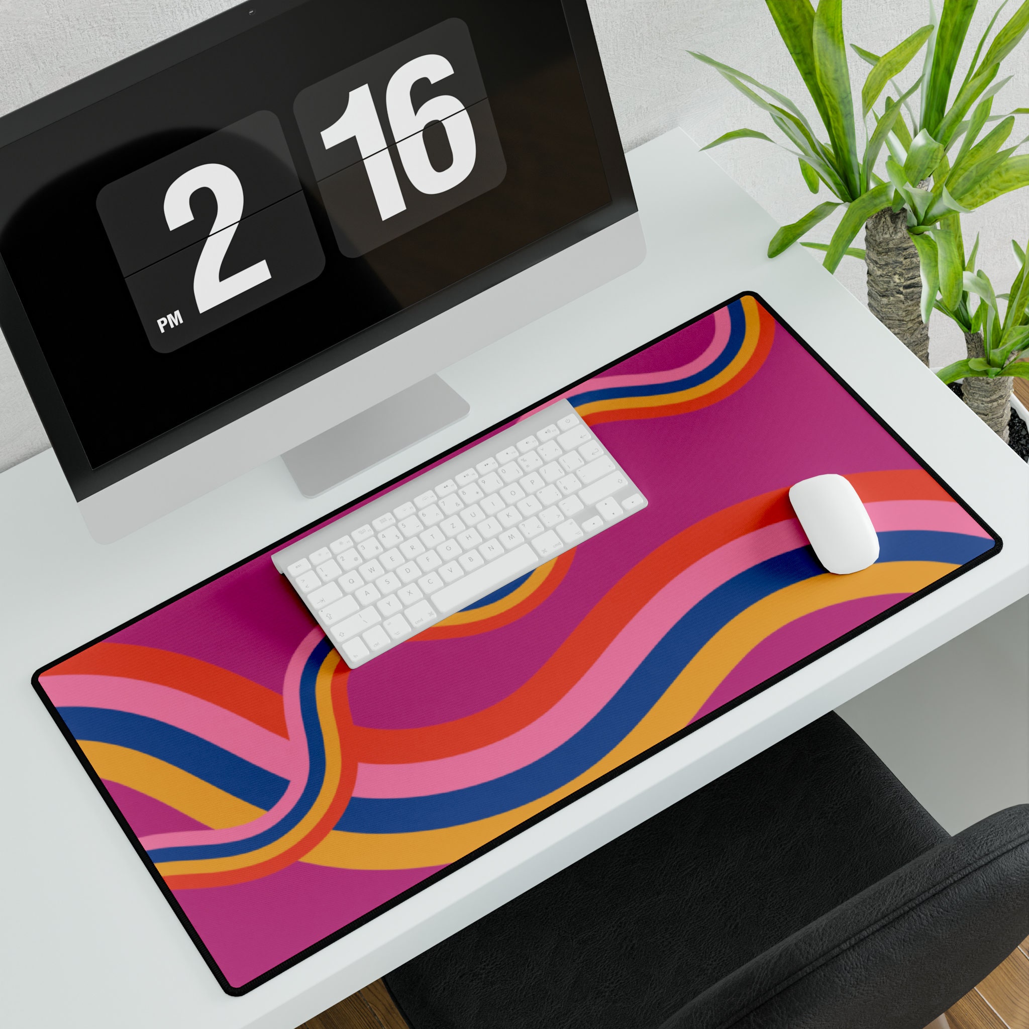 Desk Mats Retro Lines Pink Background 31.5" × 15.5" - Etsy