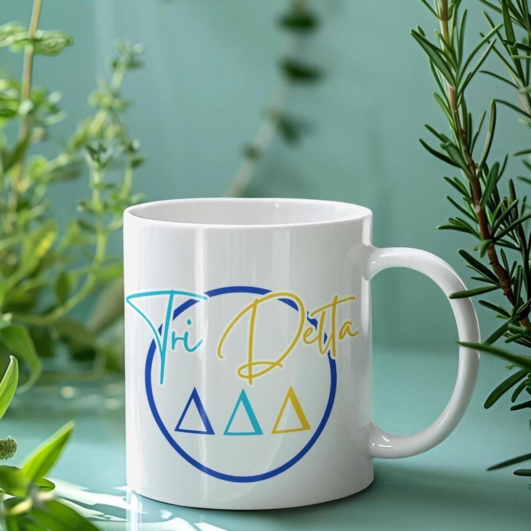 Tri Delta Circle ΔΔΔ Elegant Script Ceramic Mug - Affinity Licensed - Etsy