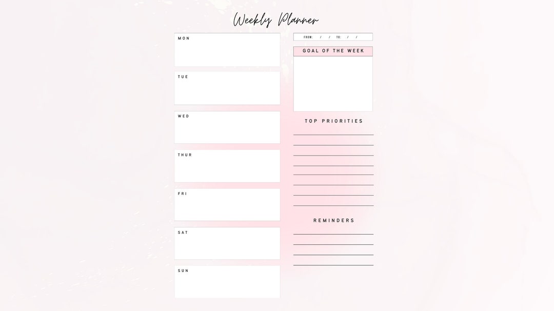 Pink Printable Weekly Planner - Etsy