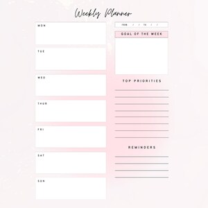 Pink Printable Weekly Planner - Etsy
