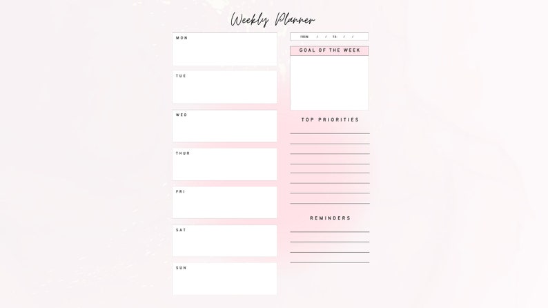 Pink Printable Weekly Planner - Etsy