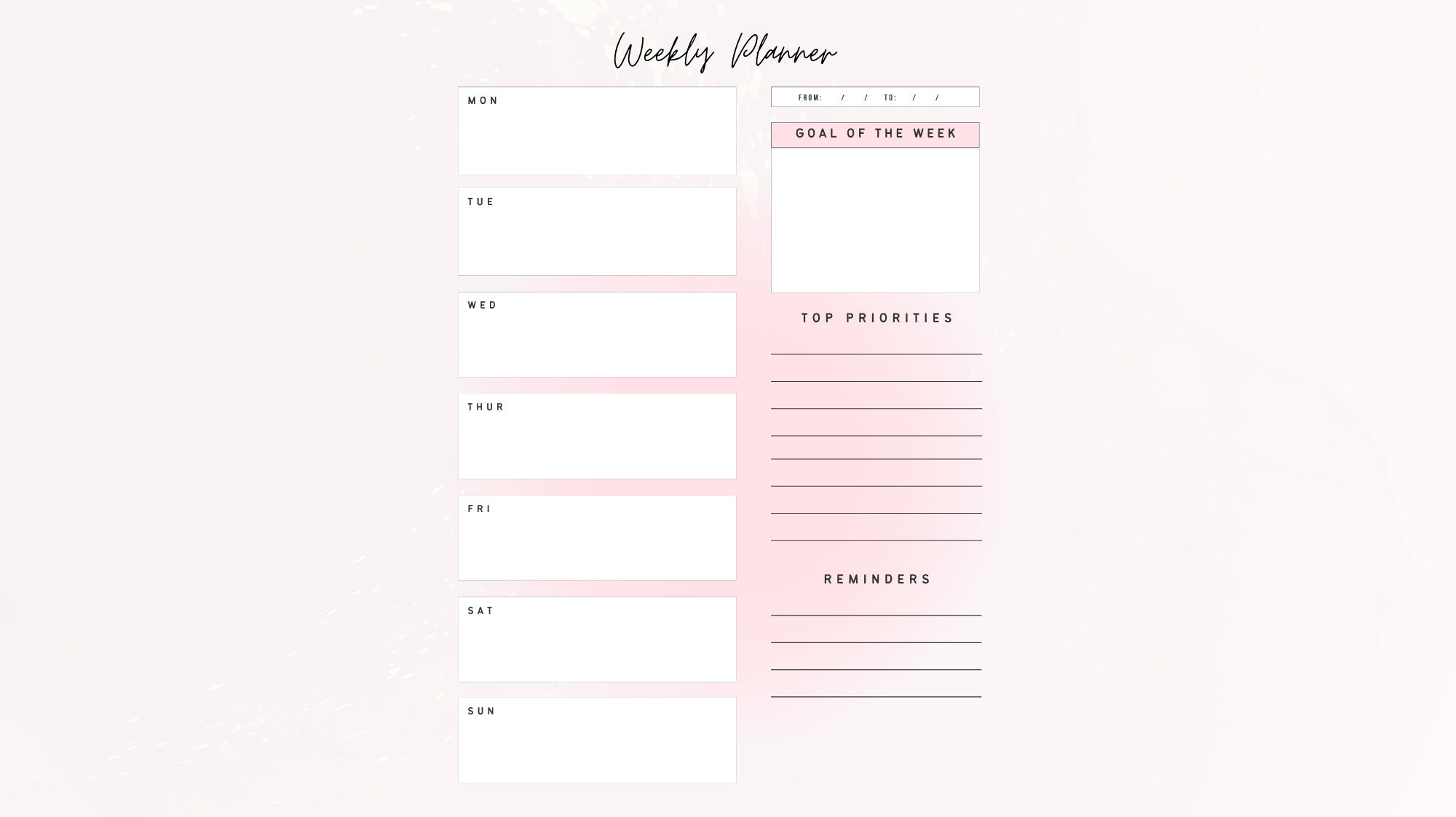 Pink Printable Weekly Planner - Etsy