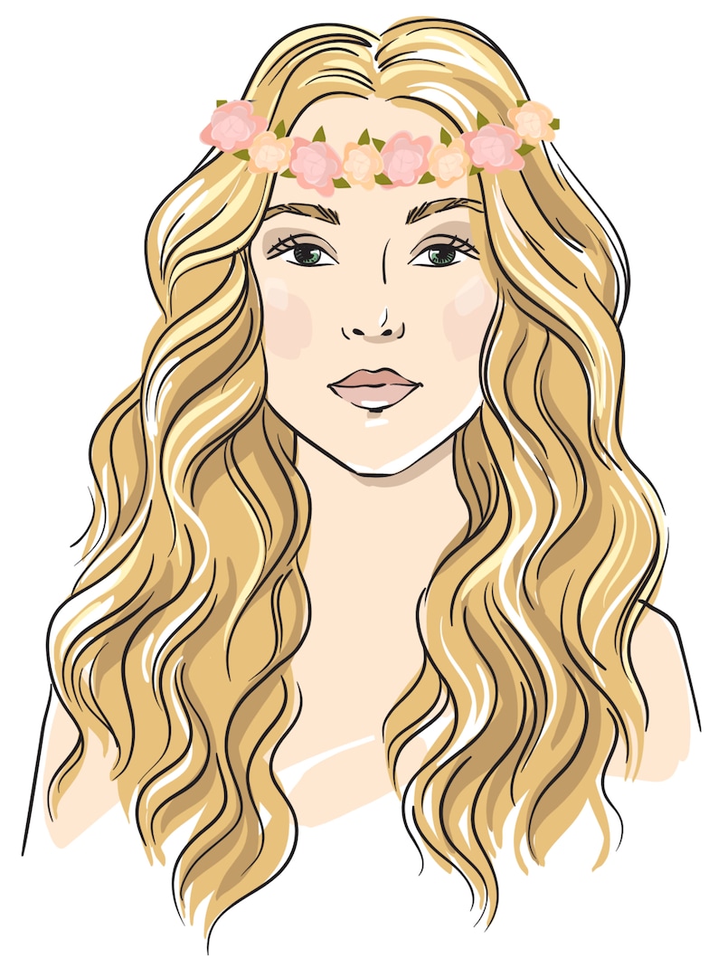 Printable Girl Teen Wall Art. Woman Sketch With Roses Hair - Etsy