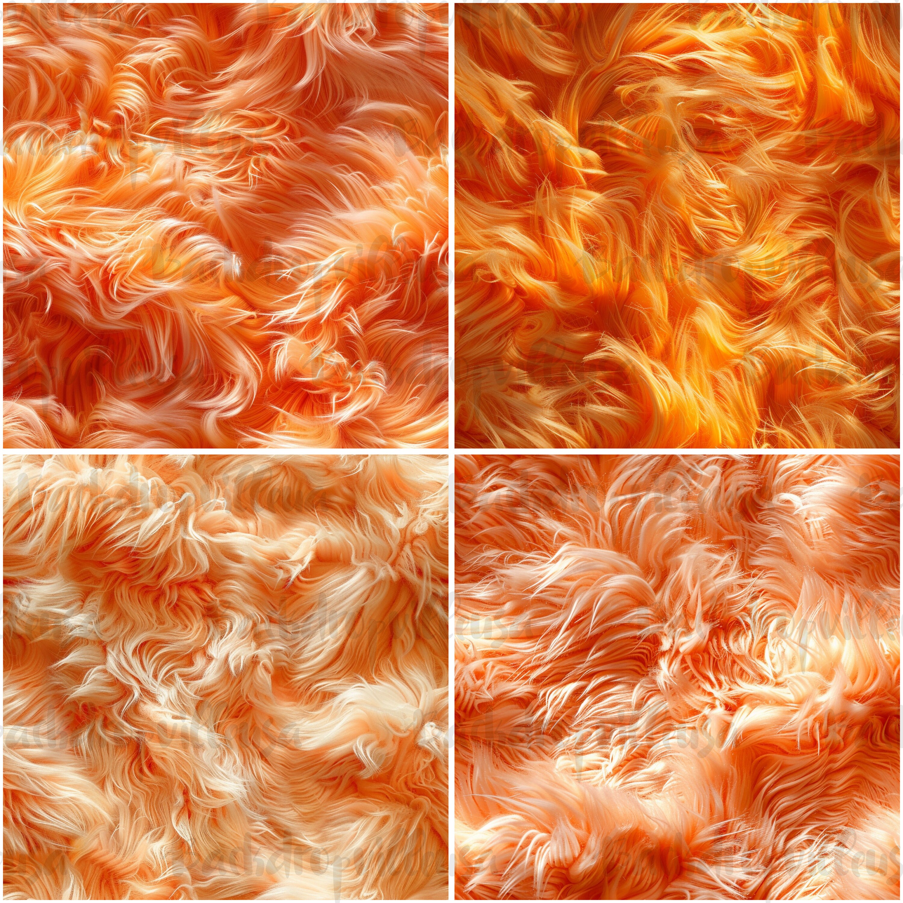 Digital Paper Animal Print Orange Soft Fur Fluffy Skin Seamless ...