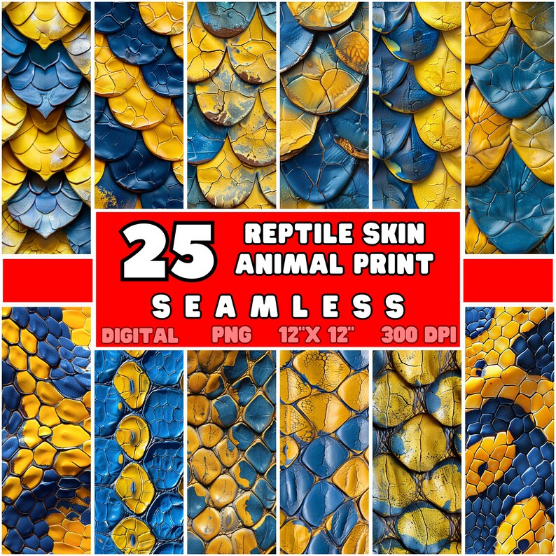 Digital Paper Print Reptile Snake Dragon Skin Seamless Textures Pattern ...