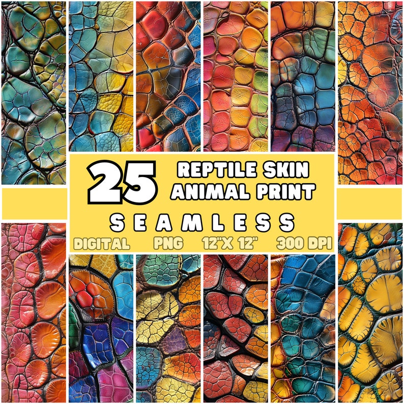 Digital Paper Print Reptile Snake Dragon Skin Seamless Textures Pattern ...