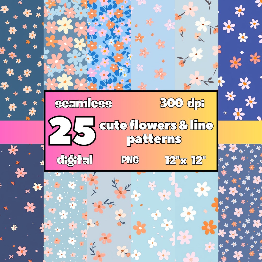 Floral Pattern Digital Paper Bundle Seamless Textures Instant Download ...