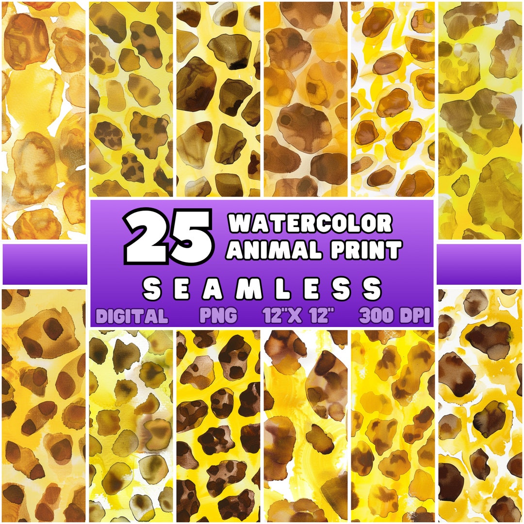 Digital Paper Animal Print Yellow Giraffe Safari Skin Seamless ...