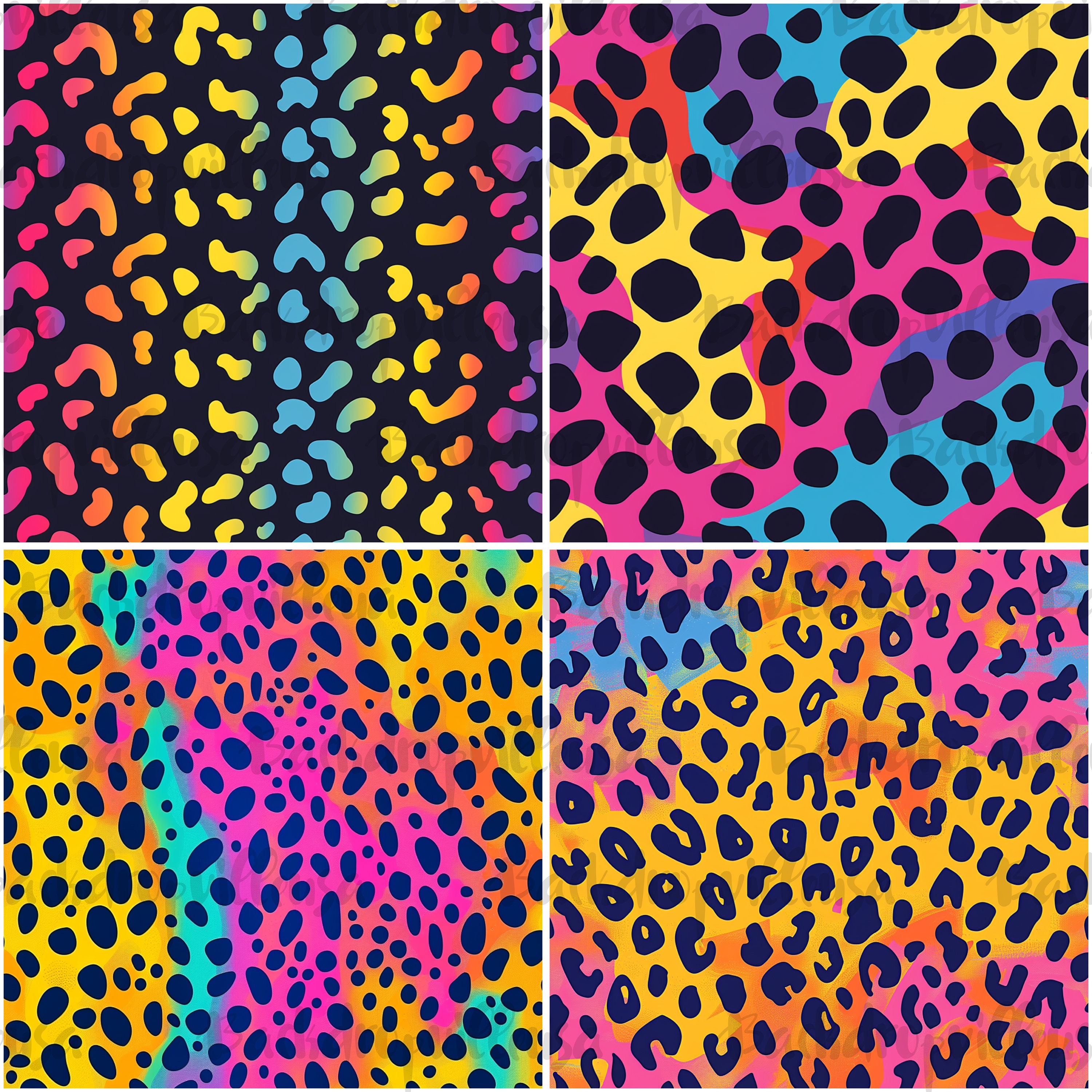 Digital Paper Holographic Rainbow Cheetah Leopard Animal Print Safari ...