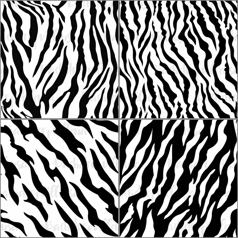 Digital Paper Animal Print Safari Black and White Tiger Zebra Stripes ...