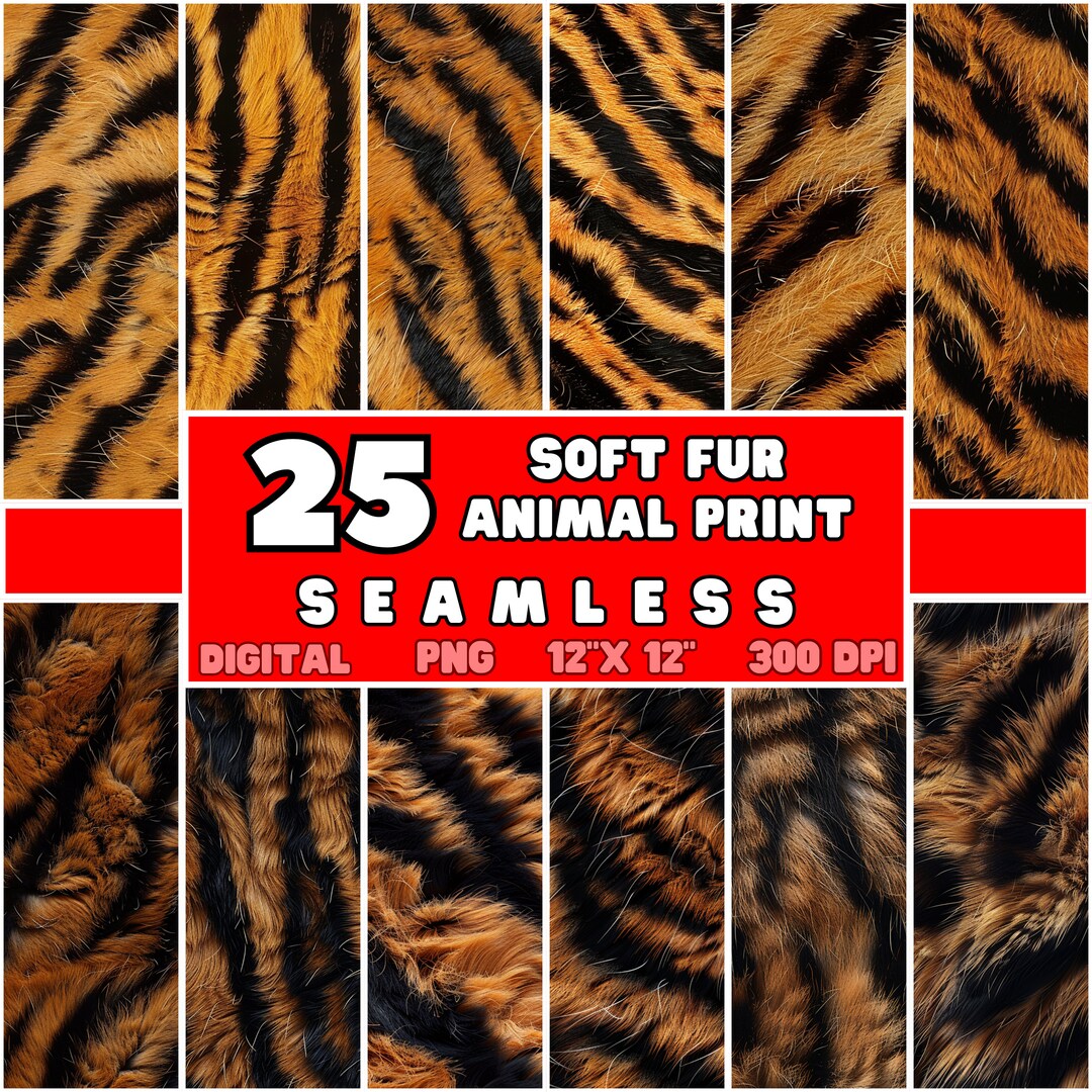 Digital Paper Tiger Print Animal Skin Soft Fur Seamless Textures ...