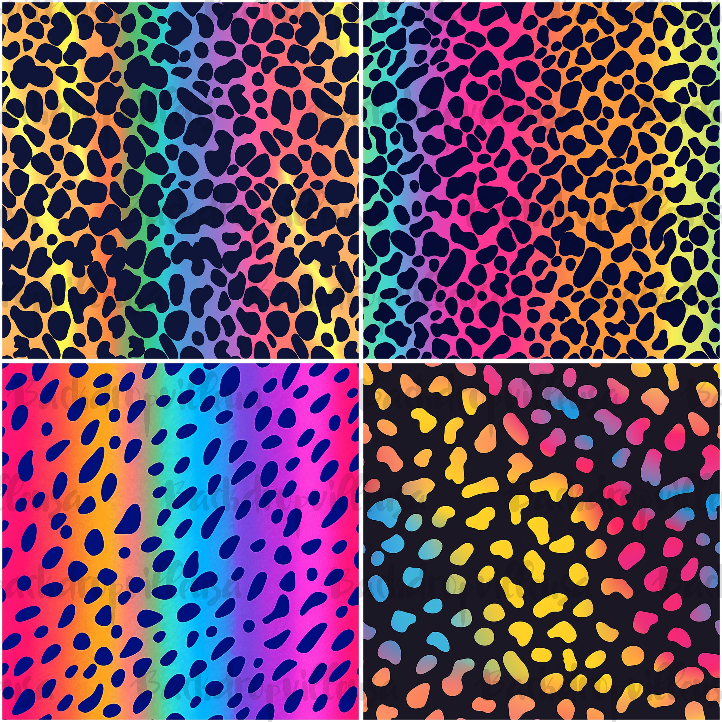 Digital Paper Holographic Rainbow Cheetah Leopard Animal Print Safari ...