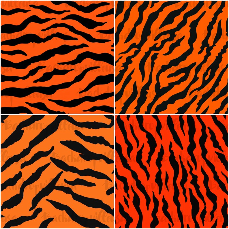 Digital Paper Safari Animal Print Tiger Seamless Pattern Scrapbook ...
