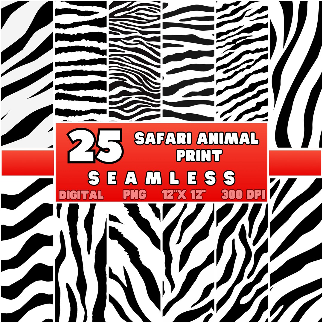 Digital Paper Safari Animal Print White Tiger Seamless Pattern ...