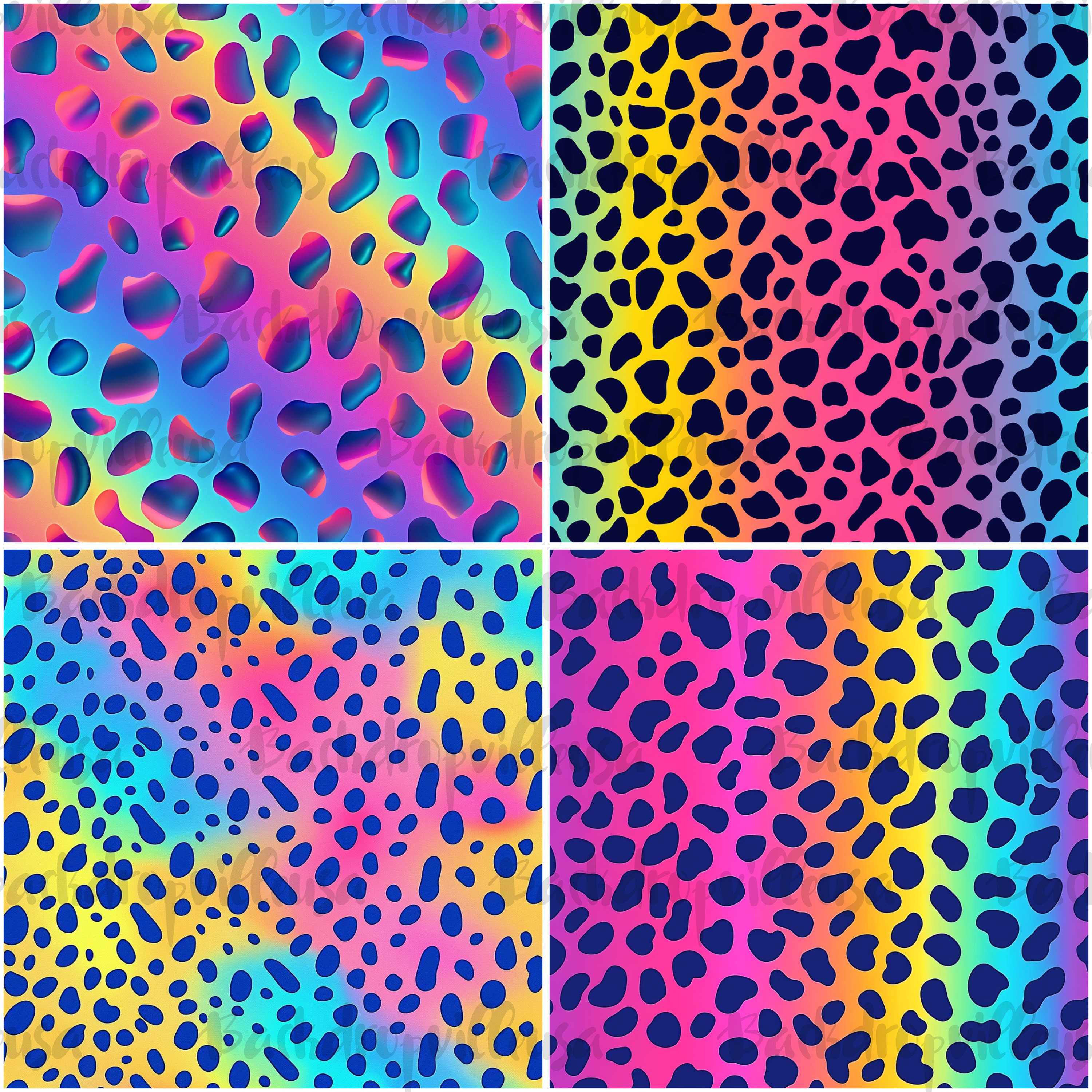 Digital Paper Holographic Rainbow Cheetah Leopard Animal Print Safari ...