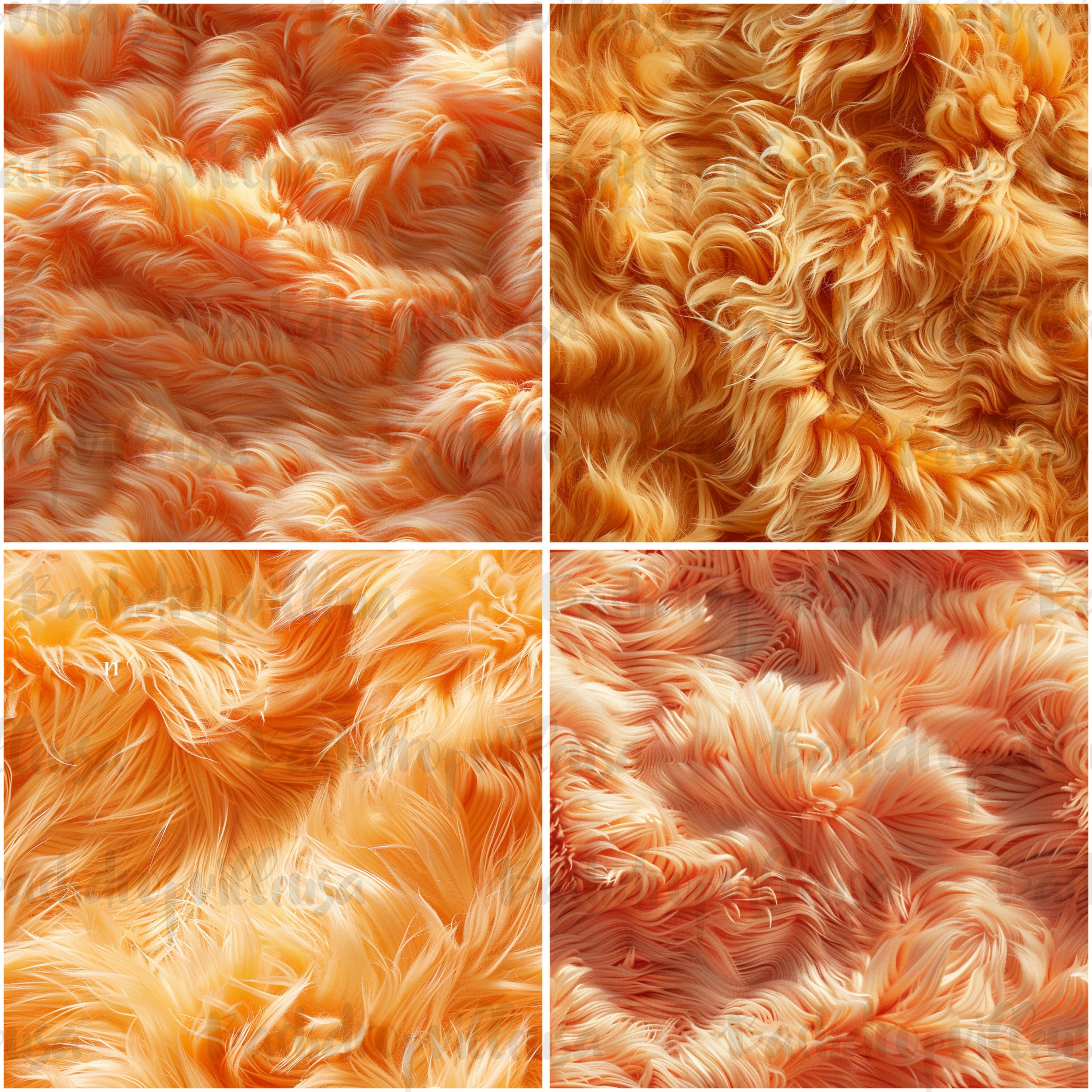 Digital Paper Animal Print Orange Soft Fur Fluffy Skin Seamless ...