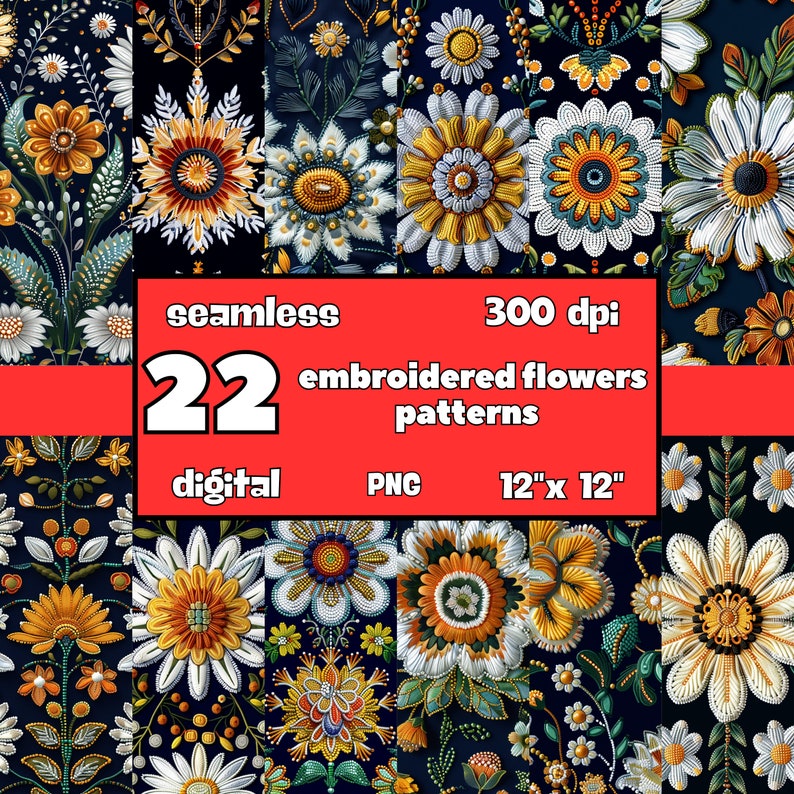 3D Floral Pattern Digital Paper Bundle Seamless Textures Instant ...