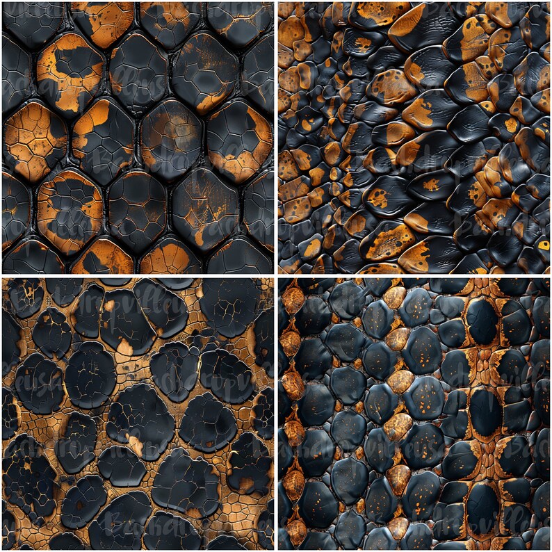 Digital Paper Print Reptile Snake Dragon Skin Seamless Textures Pattern ...