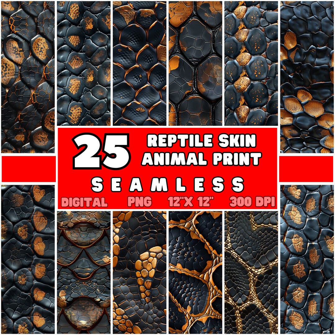 Digital Paper Print Reptile Snake Dragon Skin Seamless Textures Pattern ...
