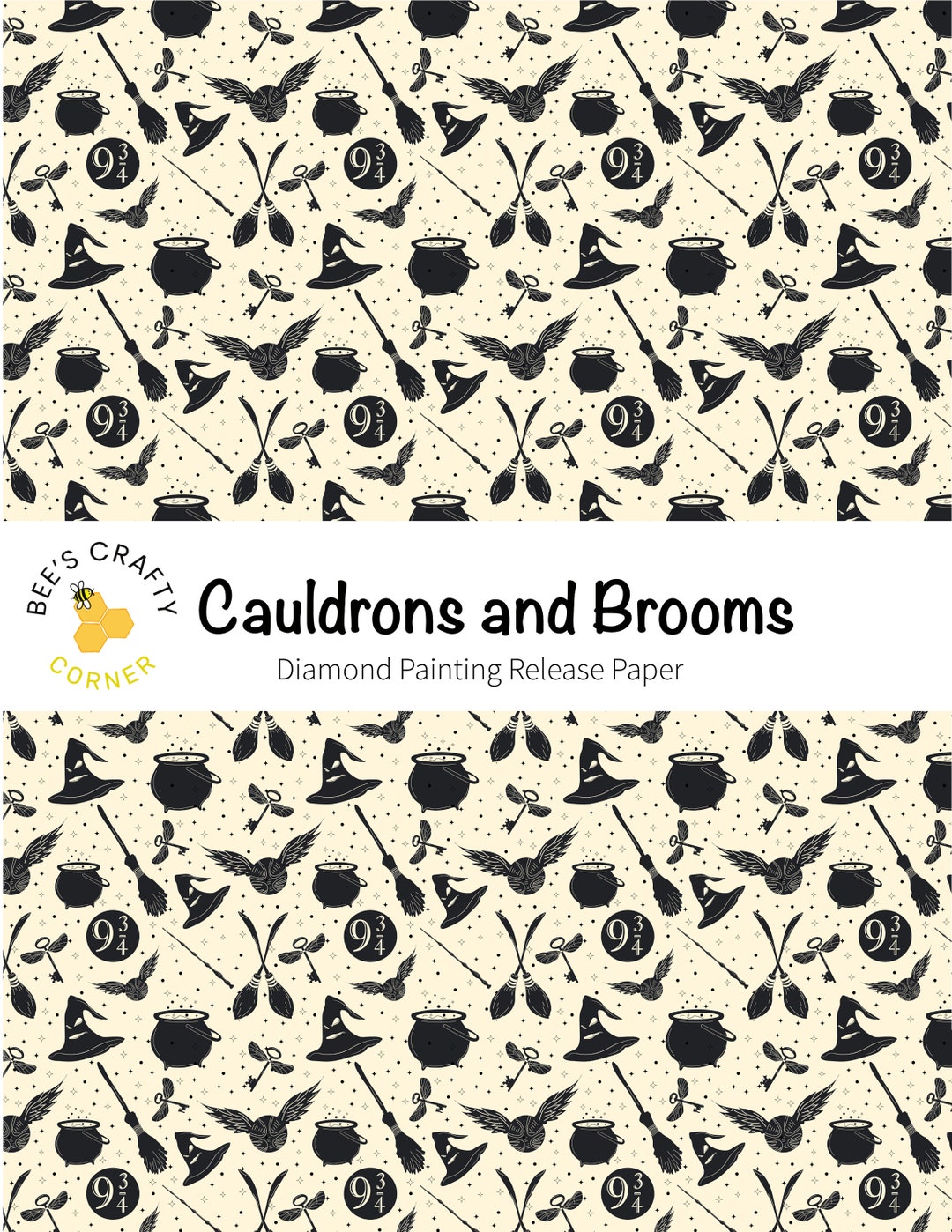 RELEASE PAPER Cauldrons and Brooms Reusable Patterned Diamond Painting ...