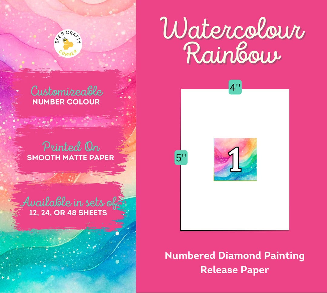 Watercolour Rainbow - Numbered Diamond Painting Release Paper - Etsy