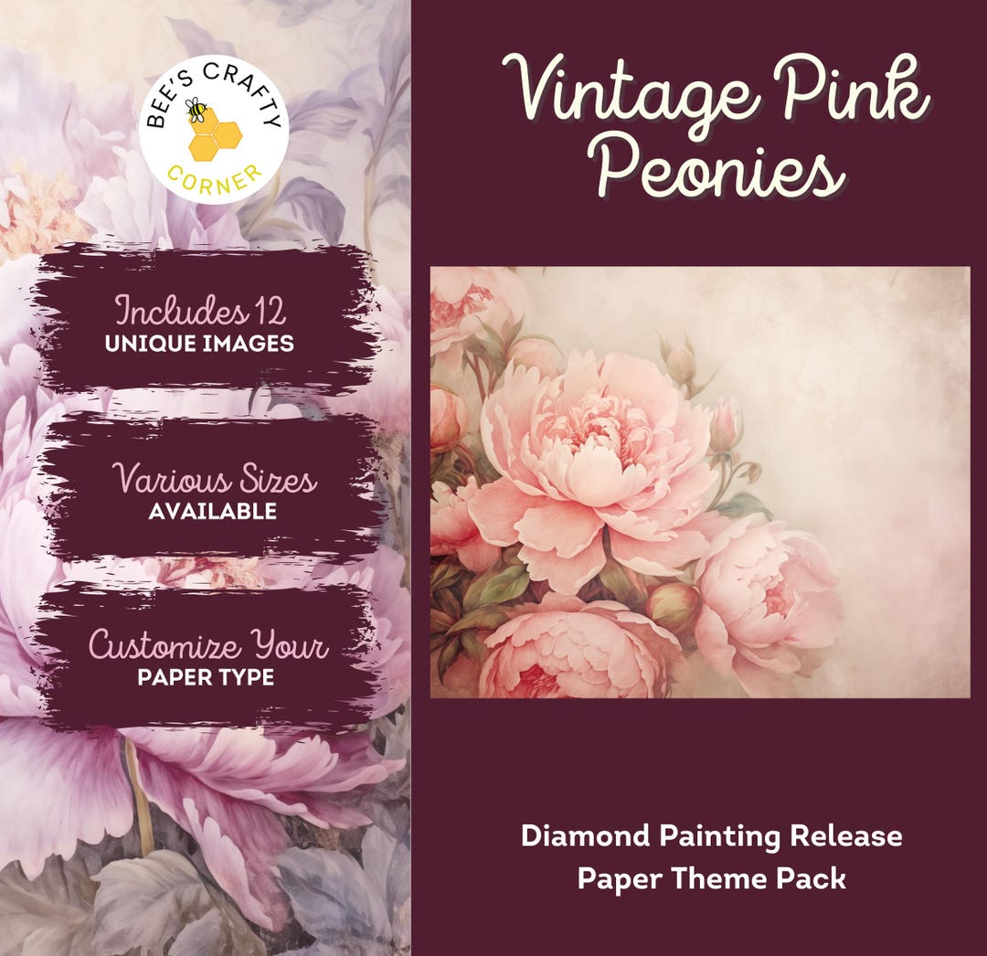 RELEASE PAPER | Vintage Pink Peonies - Theme Pack Reusable Diamond Painting Release Paper - Etsy