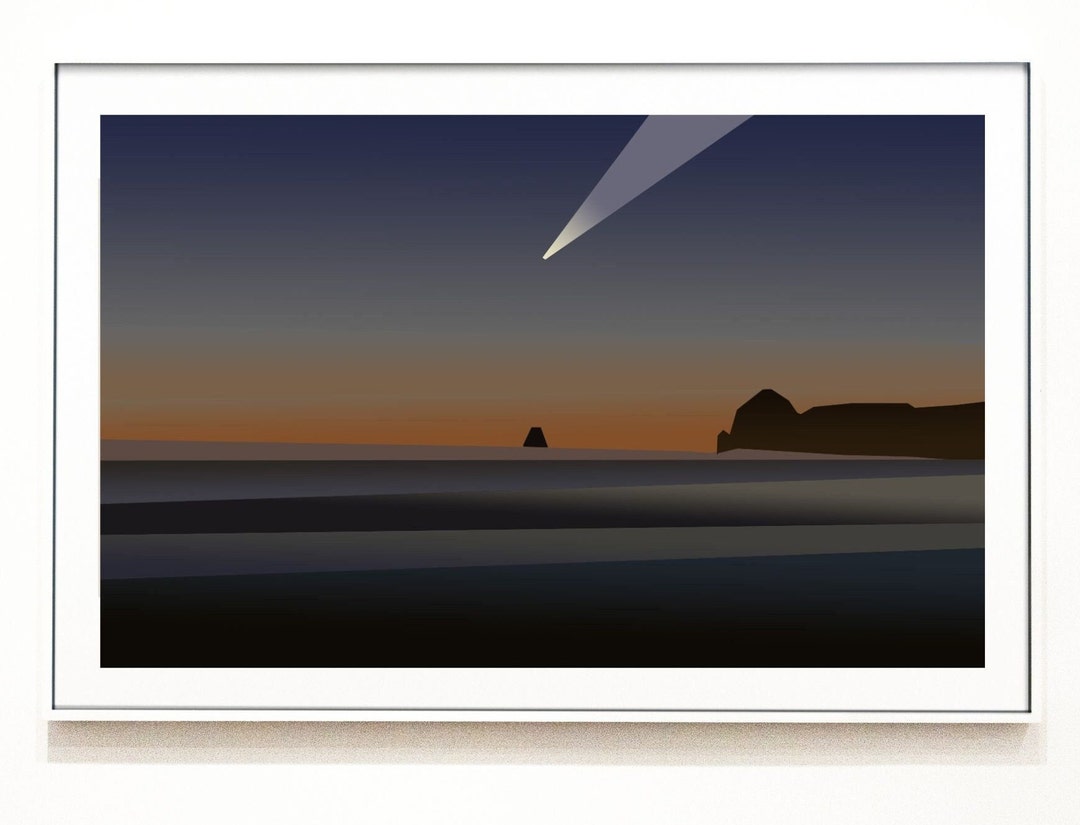 Sunset Comet Ocean Art Print Ocean Wave Art Coastal - Etsy