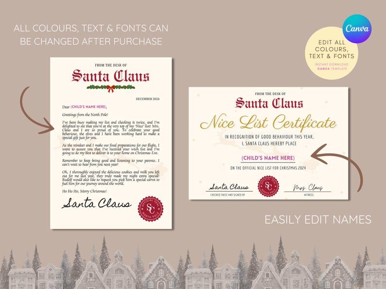 Editable Santa Letters Bundle | Letter From Santa | Nice List ...