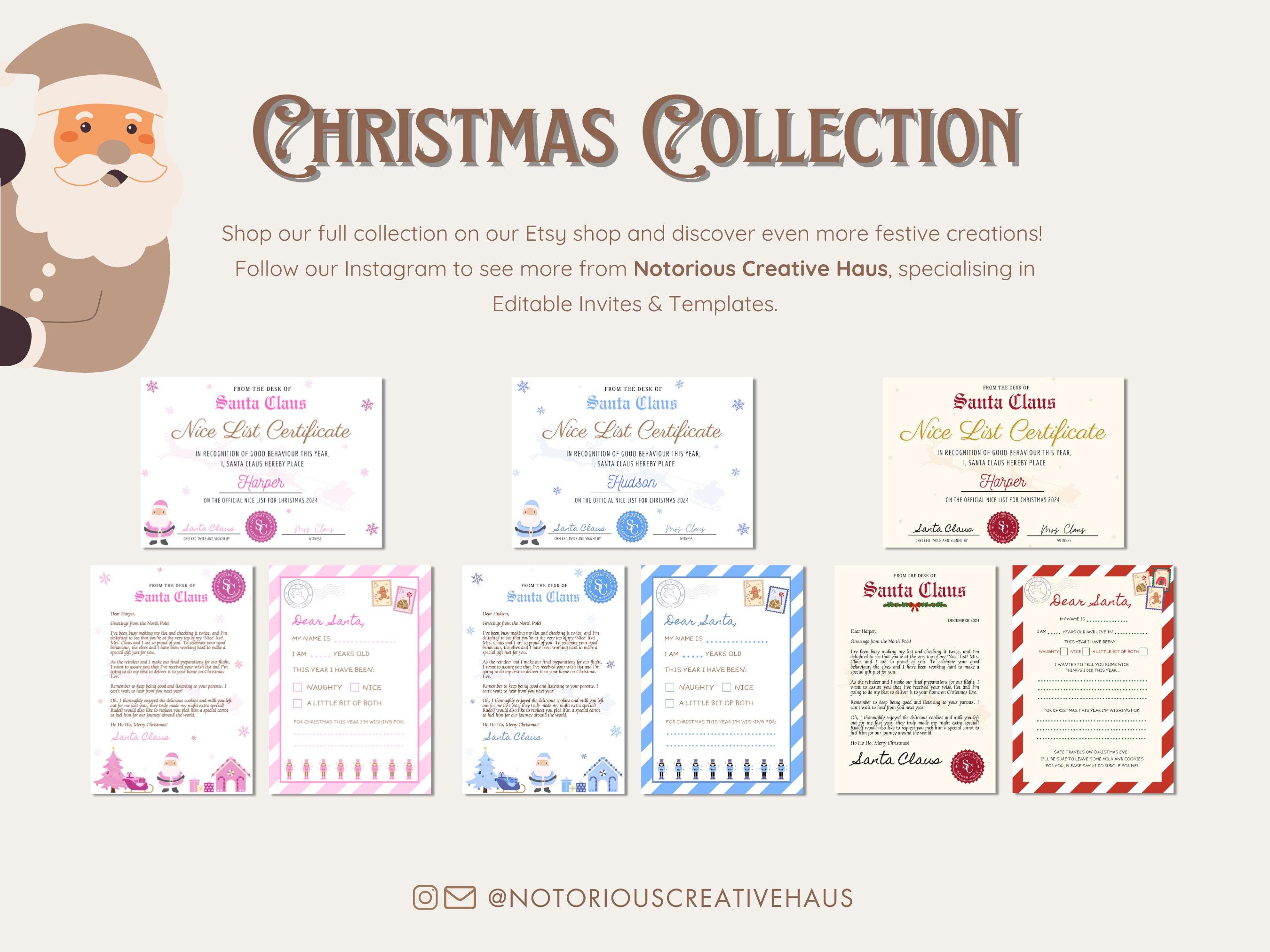 Official Pink Nice List Certificate From Santa | Letter From Santa ...