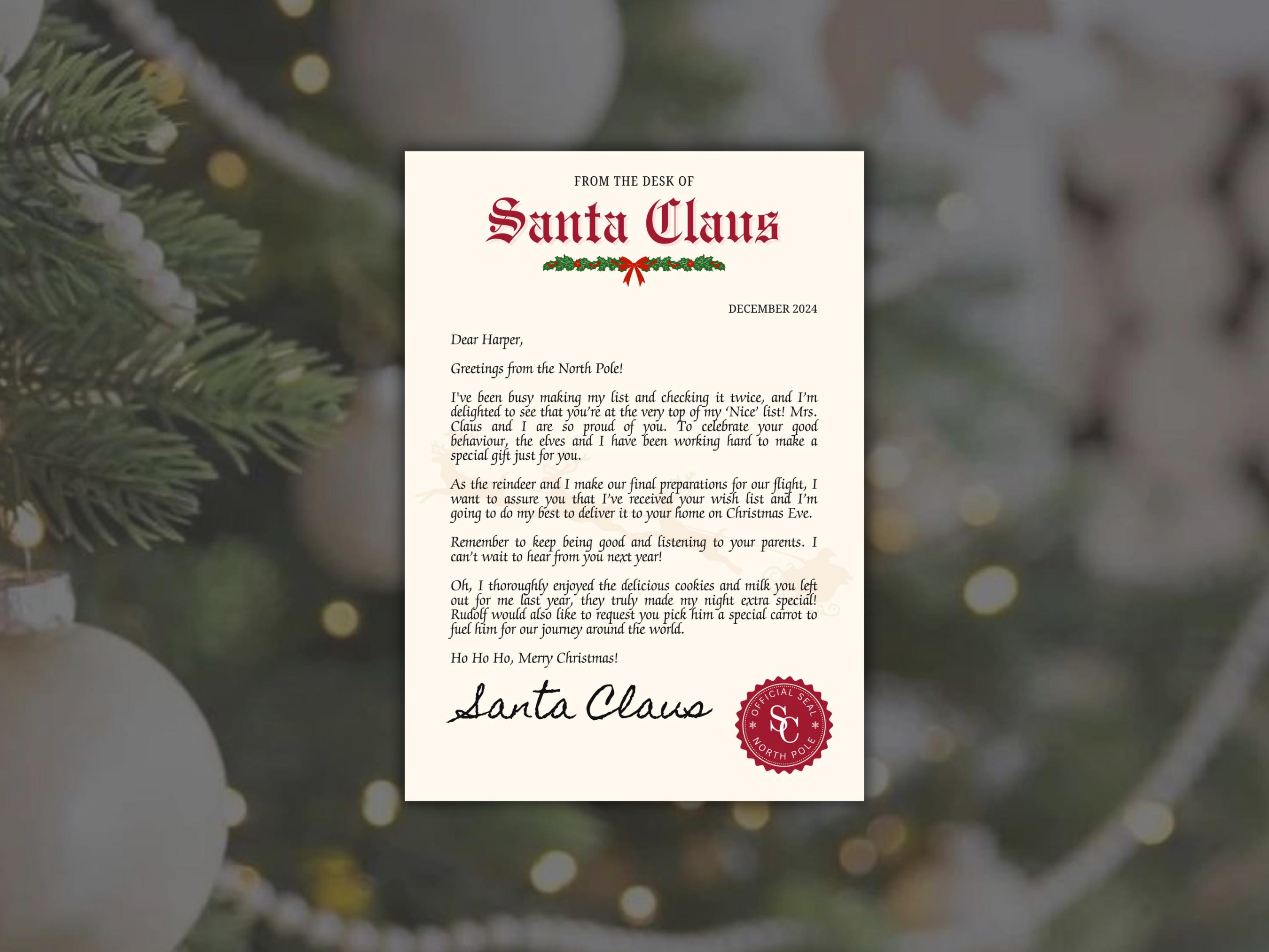 Editable Santa Letter & Certificate | Letter From Santa | Nice List ...