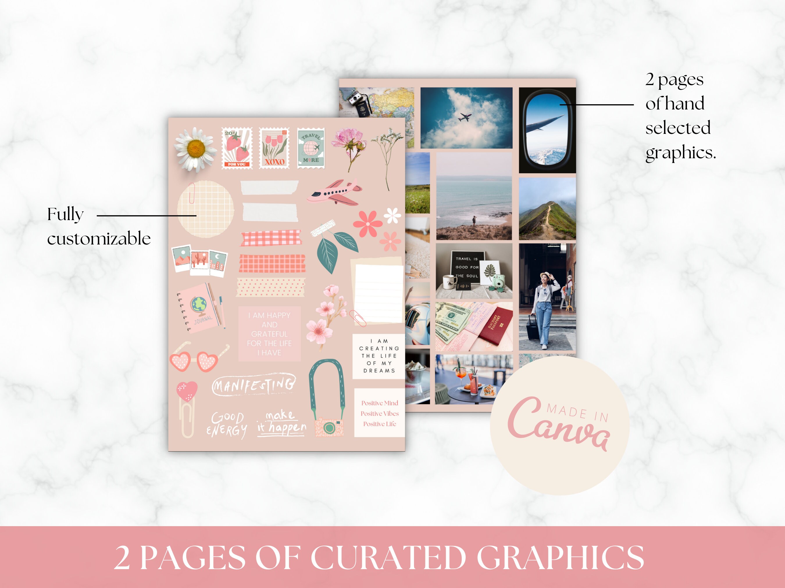 Customizable Vision Board Kit | Canva Template | Law of Attraction ...