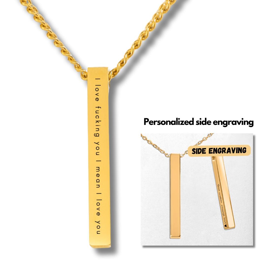 Personalized Necklace I Love You Rude 3D Bar Gift for BF Anniversary ...