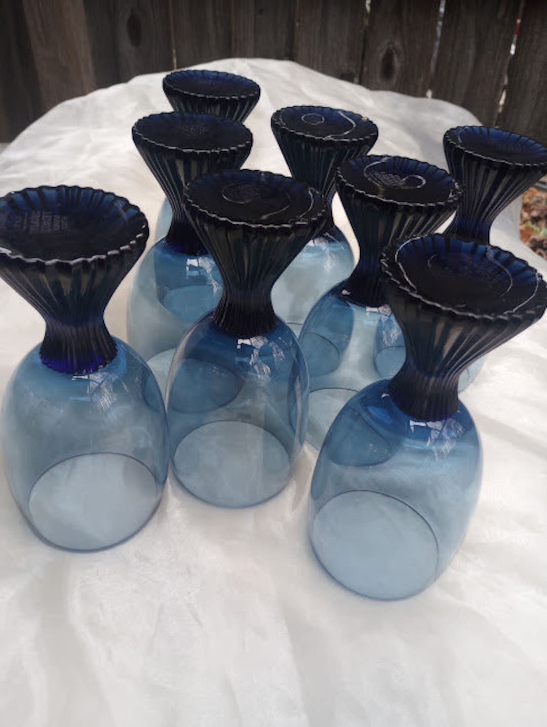 Vintage LENOX Crystal Blue Glassware Set of Eight - Etsy