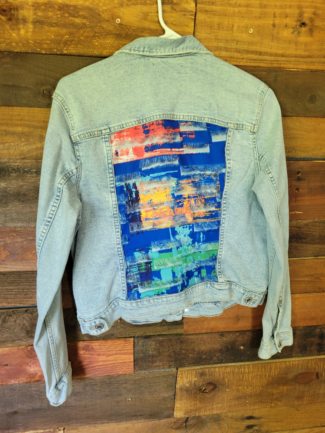 Blue Fringe. Upcycled Denim Jacket, Repurposed Jacket, Women's Jacket ...