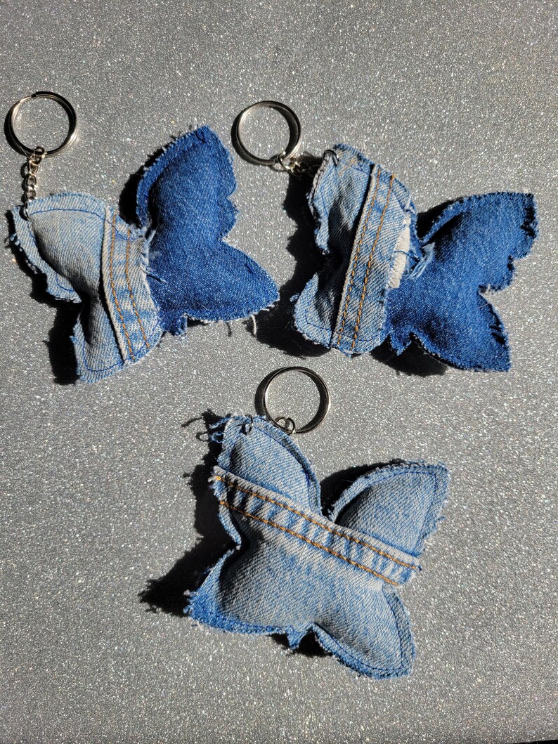Keychain, Butterfly, Denim, Stuffed, Accessory, Accessories, Keychains ...