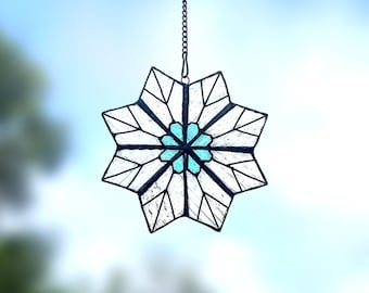 Snowflake Stained Glass Suncatcher - Etsy