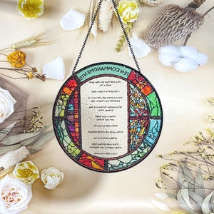 Ten Commandments Stained Glass Suncatcher for Window Hanging Wall Decor ...