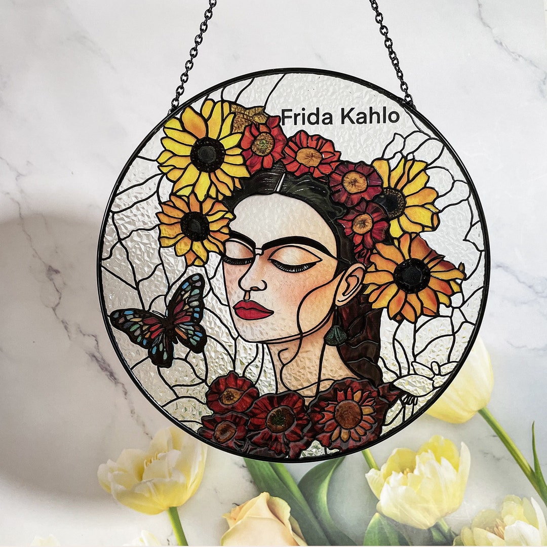 Frida Kahlo Stained Glass Suncatcher for Window Hanging Wall Decor Painting Art Gift Wall ...