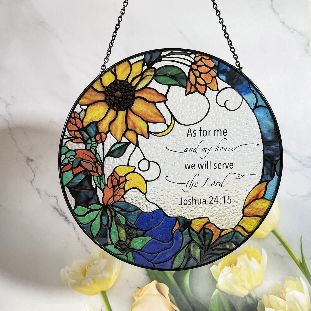 Bible Verse Stained Glass Suncatcher for Window Hanging Christian Gift ...