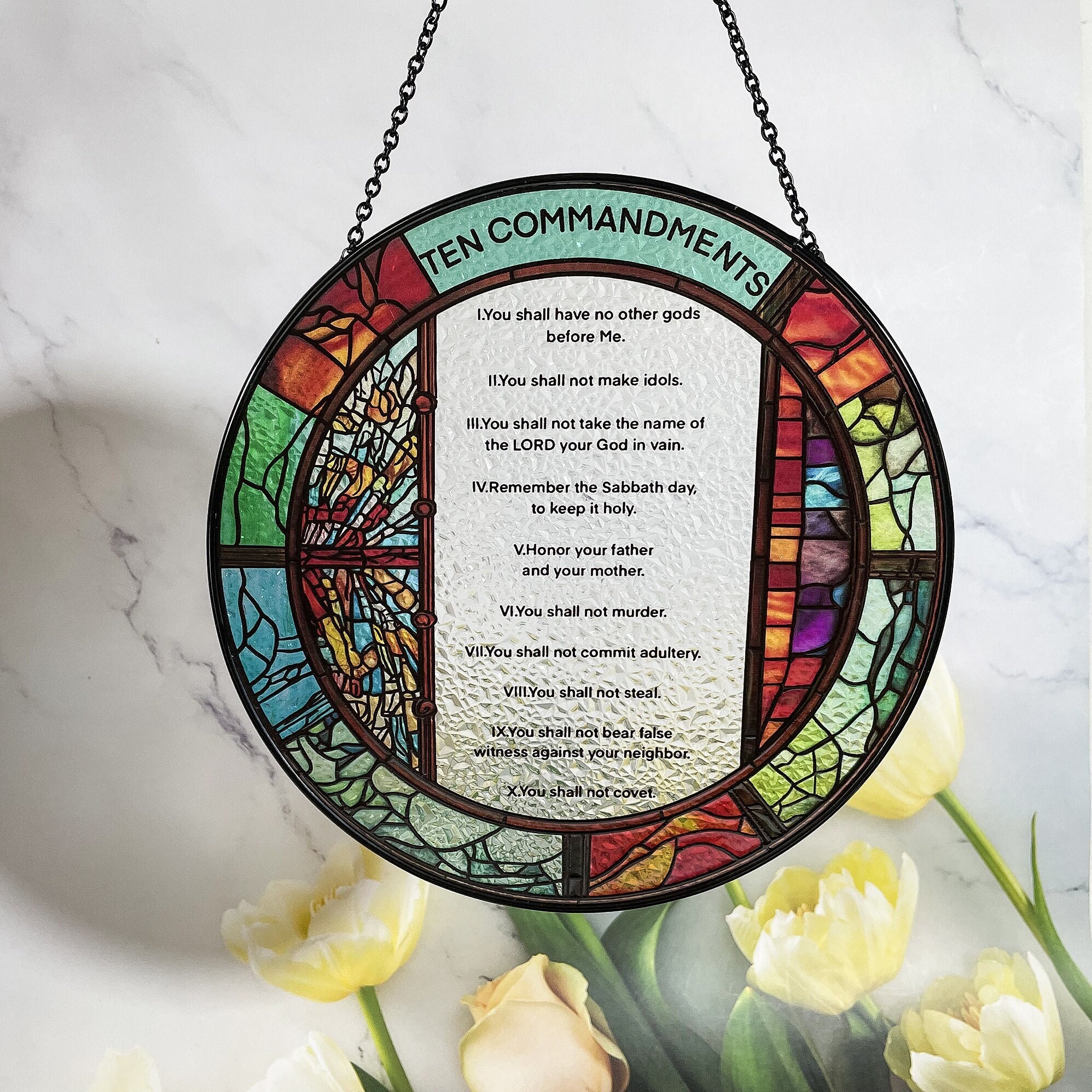 Ten Commandments Stained Glass Suncatcher for Window Hanging - Etsy