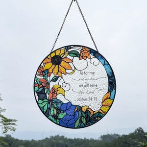 Bible Verse Stained Glass Suncatcher for Window Hanging Christian Gift ...