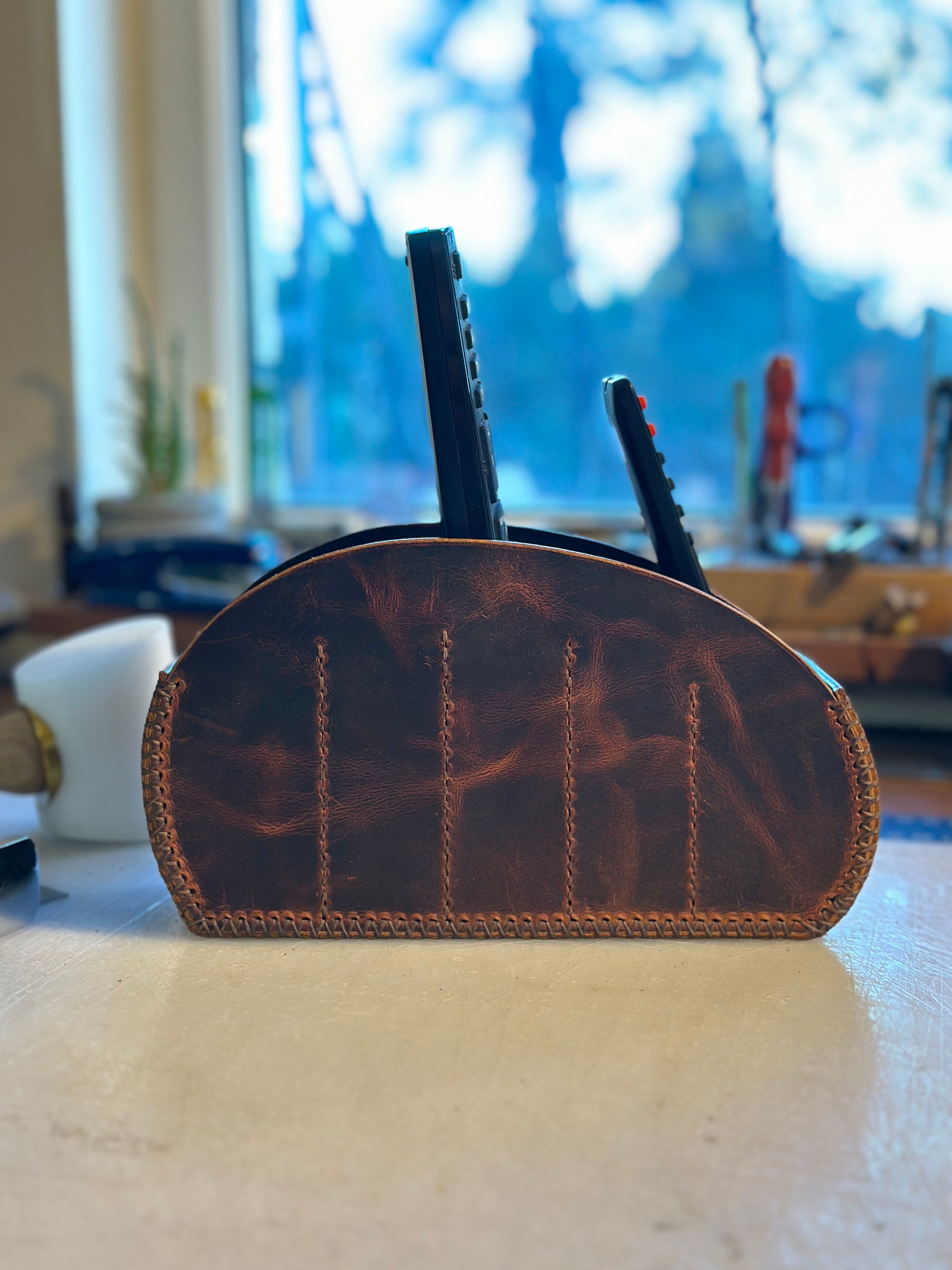 Handmade Leather Remote Caddy - Etsy