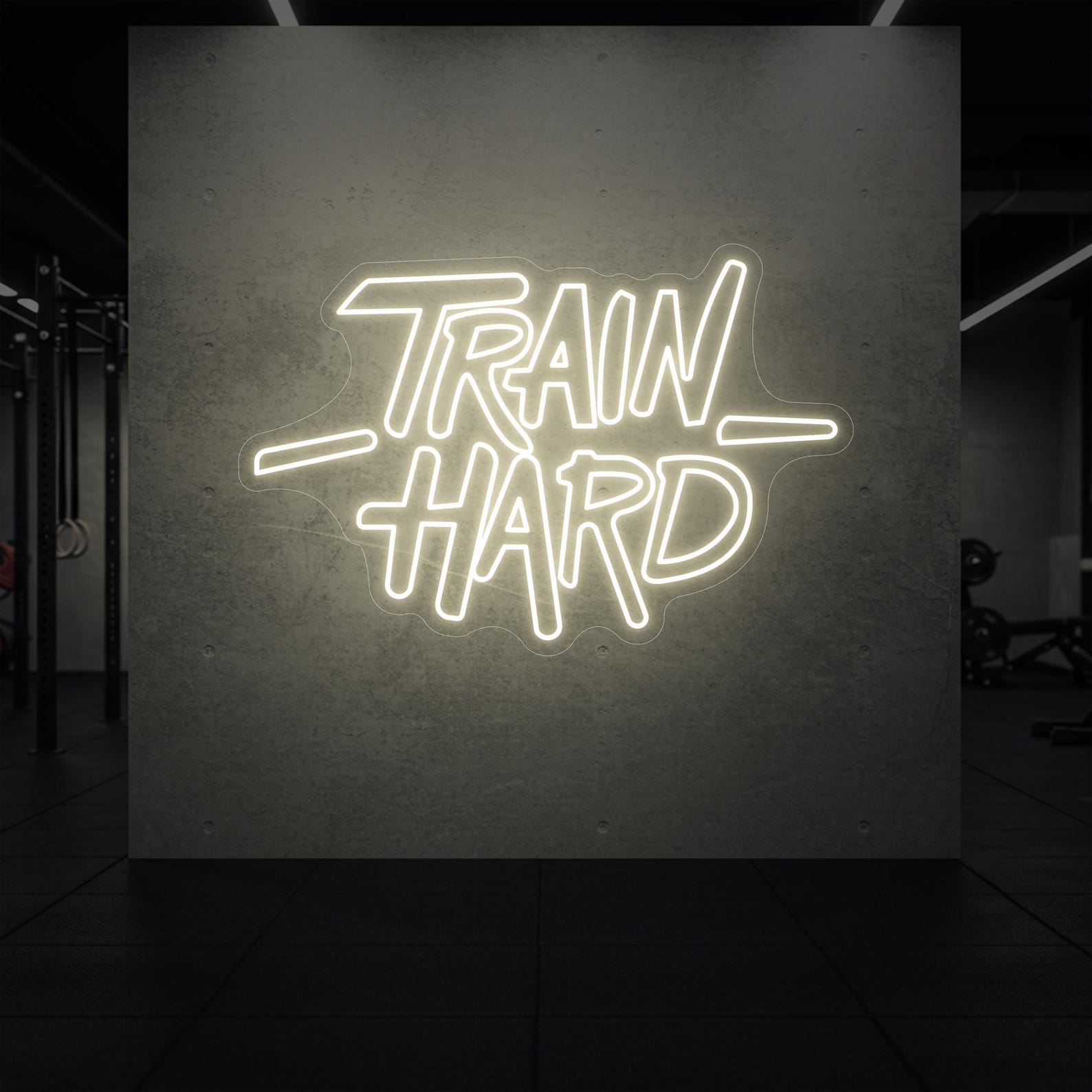 Train Hard Neon Sign – Gym Motivation LED Wall Art - Etsy
