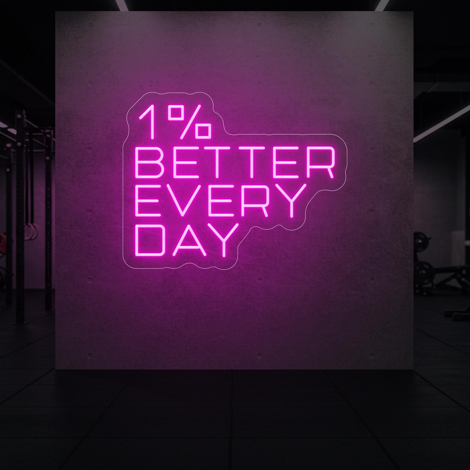 1% Better Every Day Neon Sign LED Motivational Wall Light for Home Gym ...