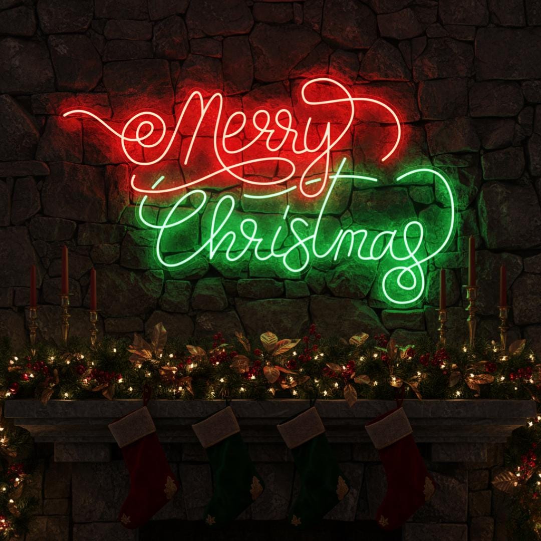 Merry Christmas LED Neon Sign, Holiday Wall Decor - Etsy