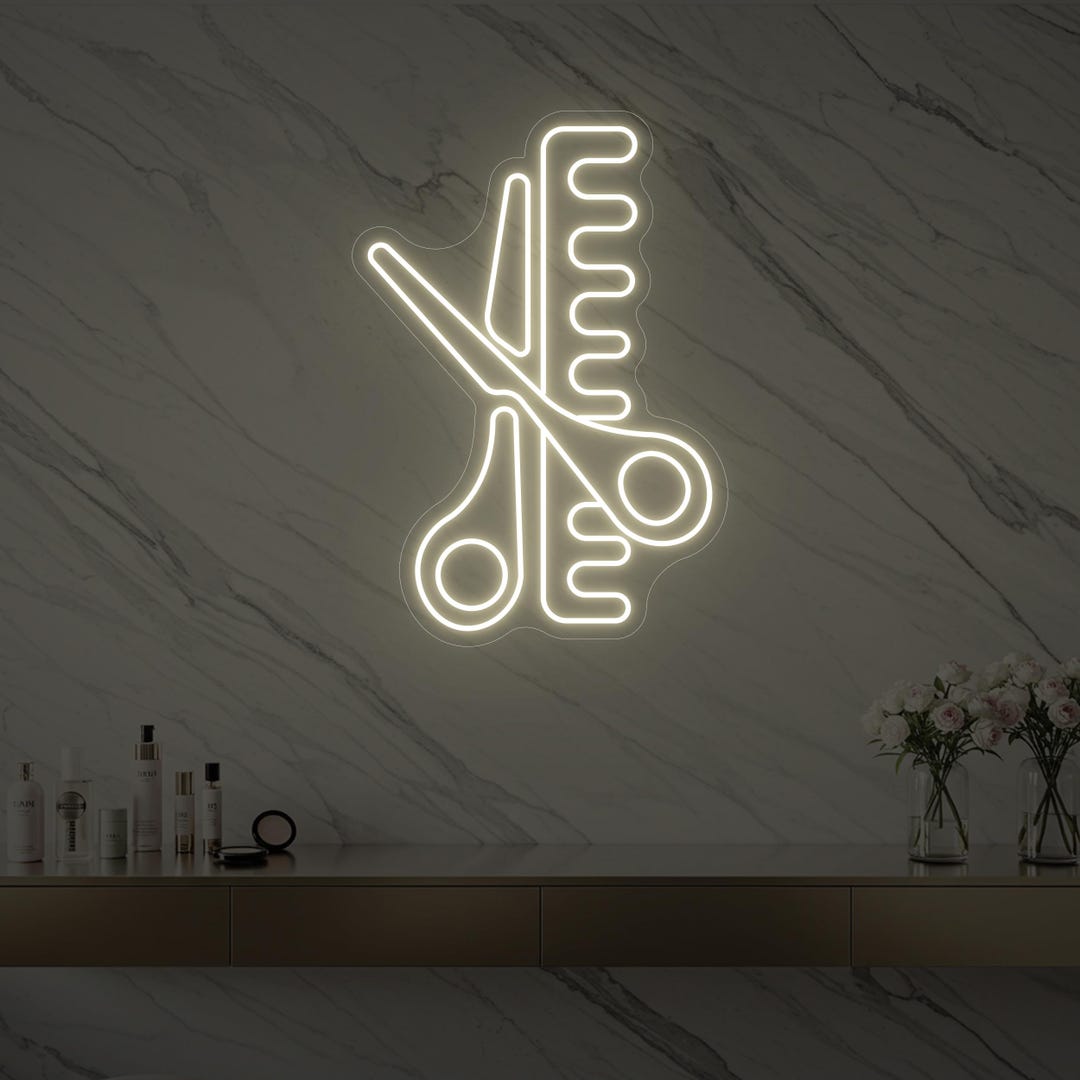 Scissors and Comb LED Neon Sign | Hair Salon Decor - Etsy