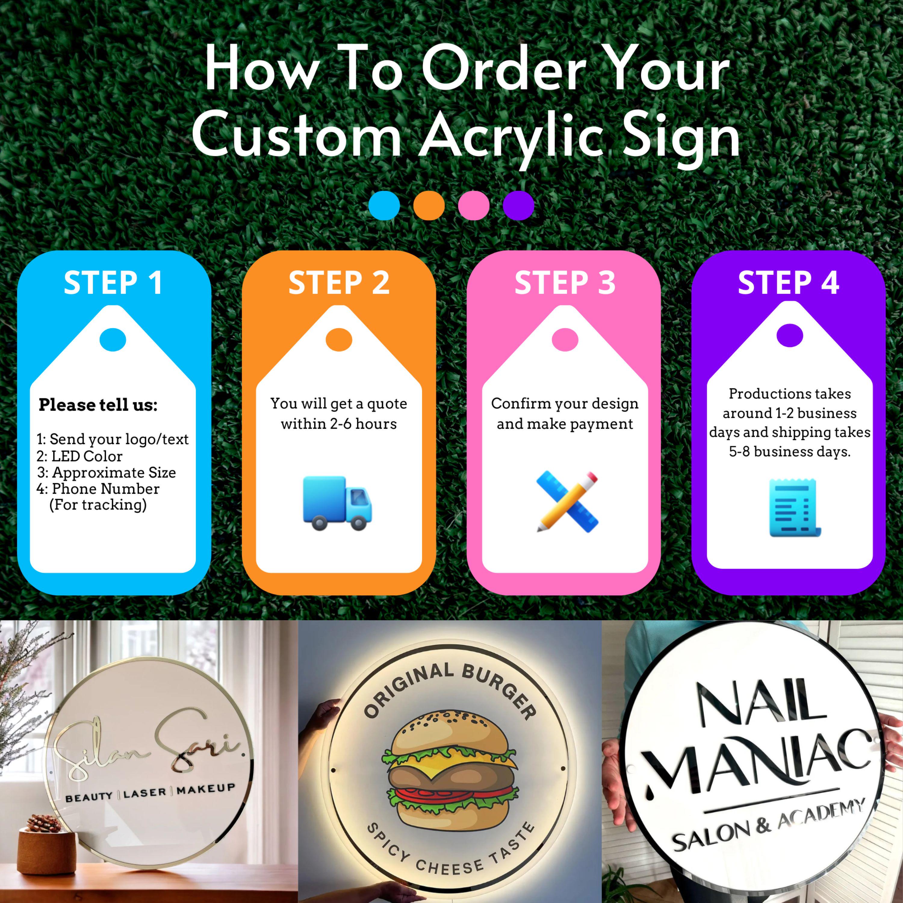 Acrylic LED Business Sign Custom Logo, Neon 3D Logo, Shop Signage ...