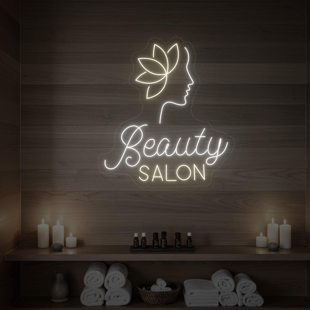 Beauty Salon LED Neon Sign, Face and Flower Design, Spa Decor - Etsy