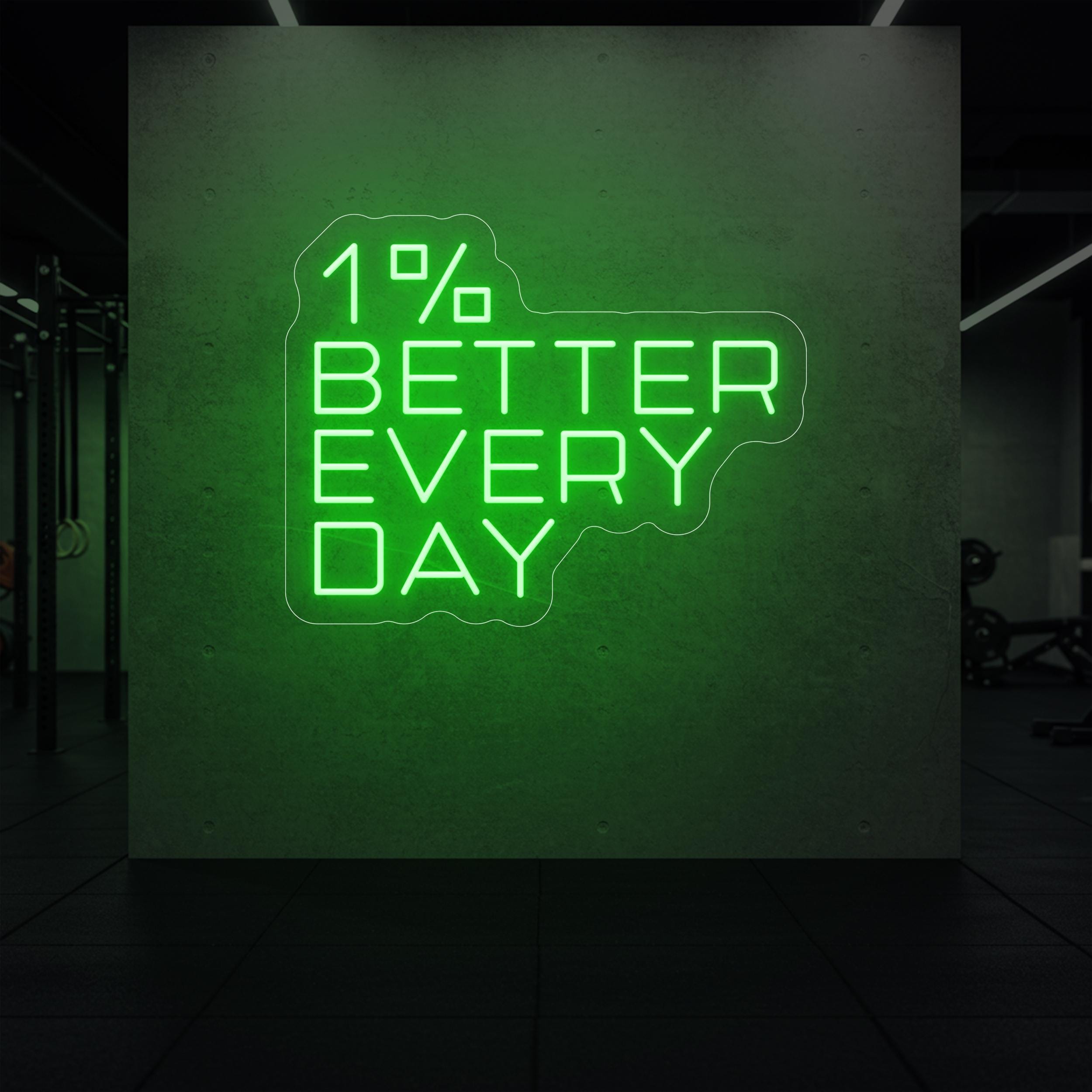 1% Better Every Day Neon Sign LED Motivational Wall Light for Home Gym ...