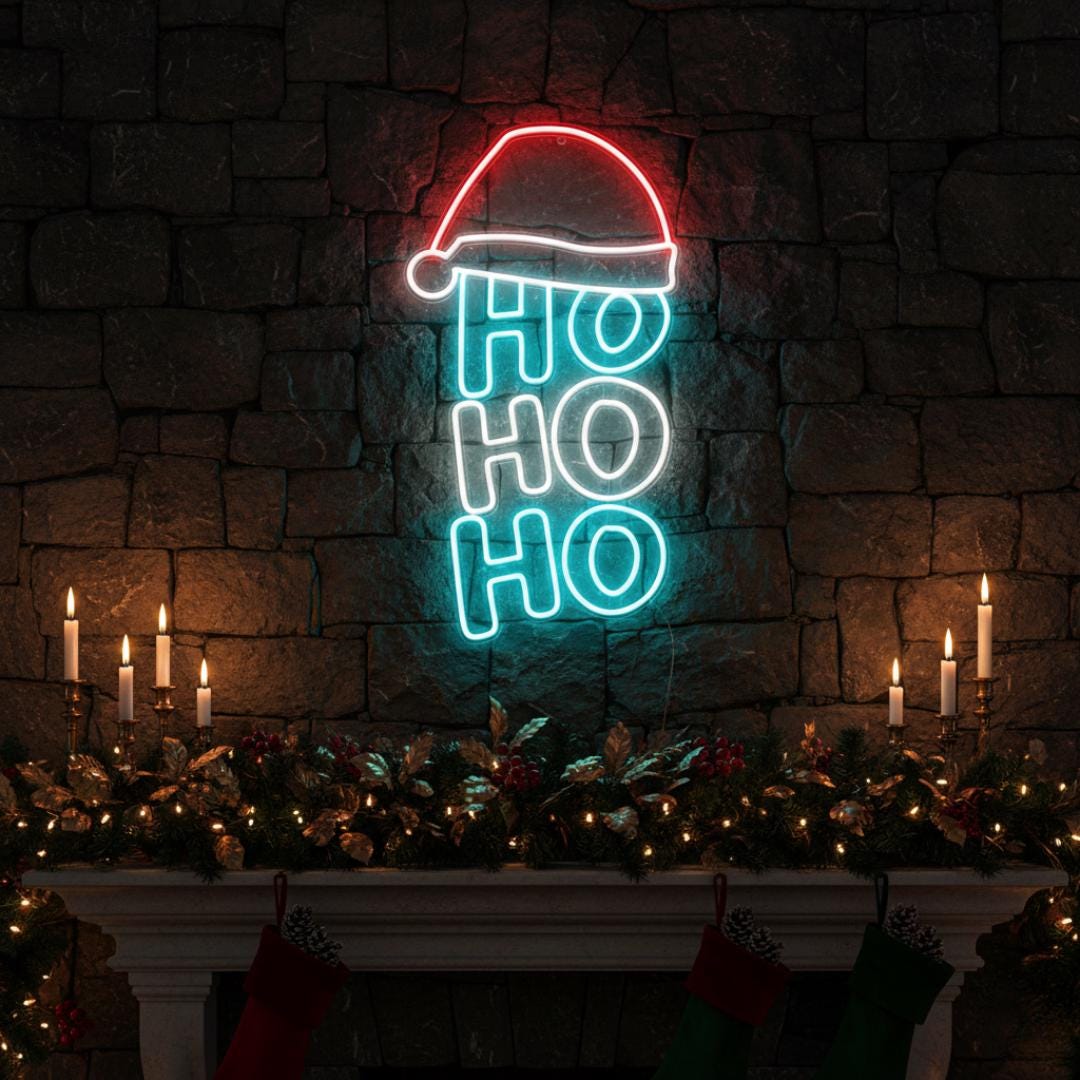 Ho Ho Ho Neon Sign With Santa Hat, LED Christmas Decor - Etsy